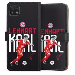 DeinDesign Galaxy A22 5G Handy Klapph&uuml;lle Handyh&uuml;lle aus Kunst Leder schwarz Flip Case Official Licensed Product Fcb Lennart Karl Sideflip mit langer Lasche