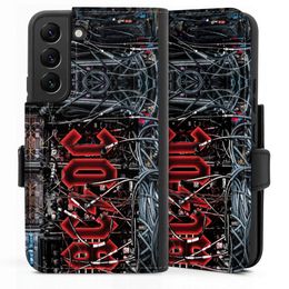 DeinDesign Galaxy S22 Handy Klapph&uuml;lle Handyh&uuml;lle aus Kunst Leder schwarz Flip Case Merchandise Acdc Official Licensed Product Sideflip mit langer Lasche