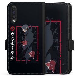 DeinDesign Galaxy A50 Handy Klapph&uuml;lle Handyh&uuml;lle aus Kunst Leder schwarz Flip Case Official Licensed Product Naruto Shippuden Itachi Uchiha Sideflip mit Lasche