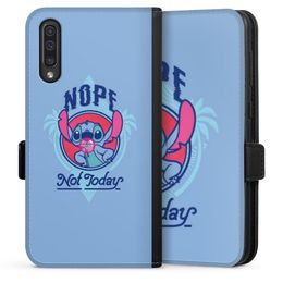 DeinDesign Galaxy A50 Handy Klapph&uuml;lle Handyh&uuml;lle aus Kunst Leder schwarz Flip Case Disney Sayings Lilo & Stitch Sideflip mit Lasche