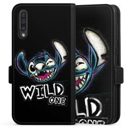 DeinDesign Galaxy A50 Handy Klapph&uuml;lle Handyh&uuml;lle aus Kunst Leder schwarz Flip Case Lilo & Stitch Disney Official Licensed Product Sideflip mit Lasche
