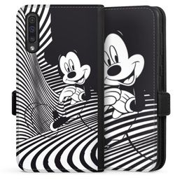 DeinDesign Galaxy A50 Handy Klapph&uuml;lle Handyh&uuml;lle aus Kunst Leder schwarz Flip Case Official Licensed Product Mickey Mouse Disney Sideflip mit Lasche