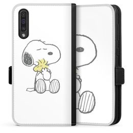DeinDesign Galaxy A50 Handy Klapph&uuml;lle Handyh&uuml;lle aus Kunst Leder schwarz Flip Case Snoopy Love Peanuts Sideflip mit Lasche