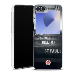 DeinDesign Galaxy Z Flip 7 FE Handy Hard Case Schutzh&uuml;lle transparent Smartphone Handy H&uuml;lle Fc St. Pauli Official Licensed Product Merchandise Hard Case