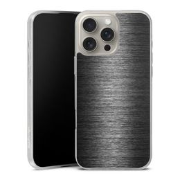 DeinDesign iPhone 16 Pro Max Handy Silikon H&uuml;lle Case transparent Handyh&uuml;lle Anthracite Metallic Look Metal Silikon Case