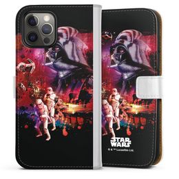 DeinDesign iPhone 12 Pro Max Handy Klapph&uuml;lle Handyh&uuml;lle aus Kunst Leder wei&szlig; Flip Case Merchandise Star Wars Darth Vader Sideflip mit Lasche
