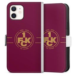 DeinDesign iPhone 12 Handy Klapph&uuml;lle Handyh&uuml;lle aus Kunst Leder wei&szlig; Flip Case 125 Jahre Official Licensed Product 1. Fc Kaiserslautern Sideflip mit Lasche