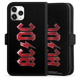 DeinDesign iPhone 11 Pro Handy Klapph&uuml;lle Handyh&uuml;lle aus Kunst Leder schwarz Flip Case Acdc Merchandise Logo Sideflip mit Lasche