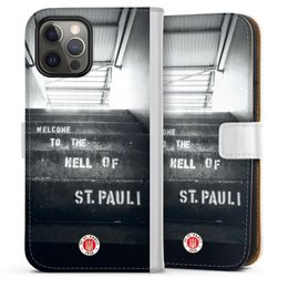 DeinDesign iPhone 12 Pro Max Handy Klapph&uuml;lle Handyh&uuml;lle aus Kunst Leder wei&szlig; Flip Case Fc St. Pauli Official Licensed Product Merchandise Sideflip mit Lasche