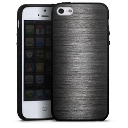 DeinDesign iPhone SE (2016-2019) Handy Silikon H&uuml;lle Case schwarz Handyh&uuml;lle Metal Anthracite Metallic Look