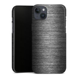 DeinDesign iPhone 14 Plus Handy Premium Case Smartphone Handyh&uuml;lle Schutzh&uuml;lle gl&auml;nzend Anthracite Metallic Look Metal Premium Case