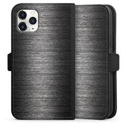 DeinDesign iPhone 11 Pro Handy Klapph&uuml;lle Handyh&uuml;lle aus Kunst Leder schwarz Flip Case Anthracite Metallic Look Metal Sideflip mit Lasche