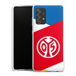 DeinDesign Galaxy A52s 5G Handy Silikon H&uuml;lle Case wei&szlig; Handyh&uuml;lle 1. Fsv Mainz 05 E.V. Official Licensed Product Soccer Silikon Case