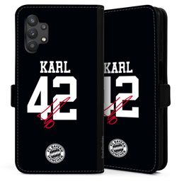 DeinDesign Galaxy A32 5G Handy Klapph&uuml;lle Handyh&uuml;lle aus Kunst Leder schwarz Flip Case Merchandise Lennart Karl Fc Bayern M&uuml;nchen Sideflip mit langer Lasche