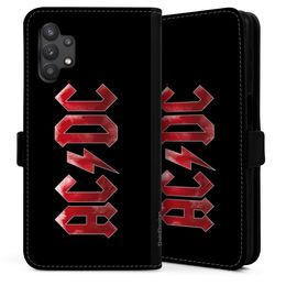 DeinDesign Galaxy A32 5G Handy Klapph&uuml;lle Handyh&uuml;lle aus Kunst Leder schwarz Flip Case Logo Merchandise Acdc Sideflip mit langer Lasche