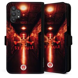 DeinDesign Galaxy A32 5G Handy Klapph&uuml;lle Handyh&uuml;lle aus Kunst Leder schwarz Flip Case Official Licensed Product Fc St. Pauli Sideflip mit langer Lasche