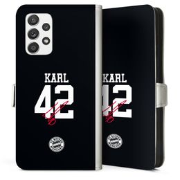 DeinDesign Galaxy A52s 5G Handy Klapph&uuml;lle Handyh&uuml;lle aus Kunst Leder wei&szlig; Flip Case Merchandise Fc Bayern M&uuml;nchen Lennart Karl Sideflip mit Lasche