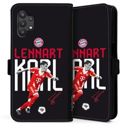 DeinDesign Galaxy A32 5G Handy Klapph&uuml;lle Handyh&uuml;lle aus Kunst Leder schwarz Flip Case Fcb Lennart Karl Official Licensed Product Sideflip mit langer Lasche