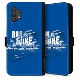 DeinDesign Galaxy A32 5G Handy Klapph&uuml;lle Handyh&uuml;lle aus Kunst Leder schwarz Flip Case Official Licensed Product Ascent Fc Schalke 04 Sideflip mit langer Lasche