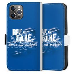 DeinDesign iPhone 12 Pro Handy Klapph&uuml;lle Handyh&uuml;lle aus Kunst Leder wei&szlig; Flip Case Official Licensed Product Ascent Fc Schalke 04 Sideflip mit Lasche