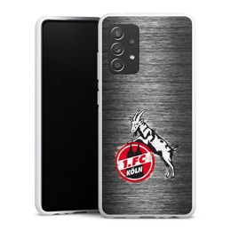 DeinDesign Galaxy A52s 5G Handy Silikon H&uuml;lle Case wei&szlig; Handyh&uuml;lle Official Licensed Product 1. Fc K&ouml;ln Metallic Look Silikon Case