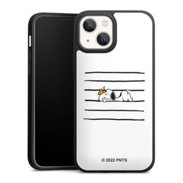 DeinDesign iPhone 13 Mini Handy Premium Silikon H&uuml;lle Handyh&uuml;lle schwarz Case Snoopy Dog Peanuts Silikon Premium Case