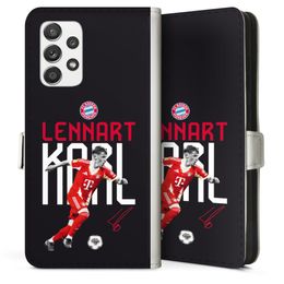 DeinDesign Galaxy A52s 5G Handy Klapph&uuml;lle Handyh&uuml;lle aus Kunst Leder wei&szlig; Flip Case Official Licensed Product Fcb Lennart Karl Sideflip mit Lasche