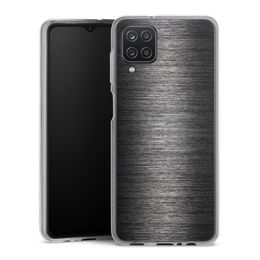 DeinDesign Galaxy A12 Handy Silikon H&uuml;lle Case transparent Handyh&uuml;lle Metal Metallic Look Anthracite Silikon Case