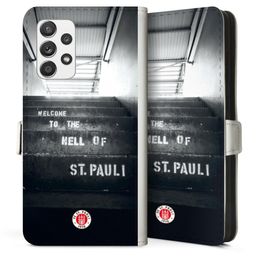 DeinDesign Galaxy A52s 5G Handy Klapph&uuml;lle Handyh&uuml;lle aus Kunst Leder wei&szlig; Flip Case Fc St. Pauli Official Licensed Product Merchandise Sideflip mit Lasche