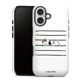 DeinDesign iPhone 16 Handy Panzer Handyh&uuml;lle robuste Outdoor H&uuml;lle Schutzh&uuml;lle matt Snoopy Dog Peanuts Tough Case
