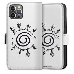 DeinDesign iPhone 12 Pro Handy Klapph&uuml;lle Handyh&uuml;lle aus Kunst Leder wei&szlig; Flip Case Naruto Shippuden Siegel Uzumaki Sideflip mit Lasche