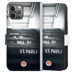 DeinDesign iPhone 12 Pro Handy Klapph&uuml;lle Handyh&uuml;lle aus Kunst Leder wei&szlig; Flip Case Fc St. Pauli Official Licensed Product Merchandise Sideflip mit Lasche