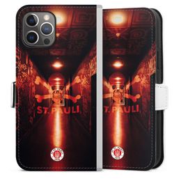DeinDesign iPhone 12 Pro Handy Klapph&uuml;lle Handyh&uuml;lle aus Kunst Leder wei&szlig; Flip Case Official Licensed Product Fc St. Pauli Sideflip mit Lasche