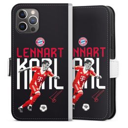 DeinDesign iPhone 12 Pro Handy Klapph&uuml;lle Handyh&uuml;lle aus Kunst Leder wei&szlig; Flip Case Official Licensed Product Fcb Lennart Karl Sideflip mit Lasche