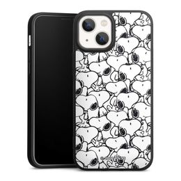 DeinDesign iPhone 13 Mini Handy Premium Silikon H&uuml;lle Handyh&uuml;lle schwarz Case Peanuts Snoopy Muster Silikon Premium Case