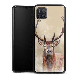 DeinDesign Galaxy A12 Handy Silikon H&uuml;lle Case schwarz Handyh&uuml;lle Deer Reindeer Animal Look