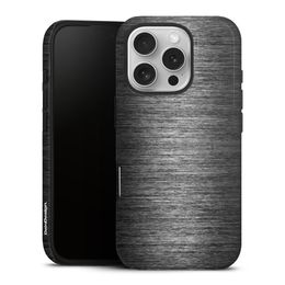 DeinDesign iPhone 16 Pro Handy Panzer Handyh&uuml;lle robuste Outdoor H&uuml;lle Schutzh&uuml;lle gl&auml;nzend Anthracite Metallic Look Metal Tough Case