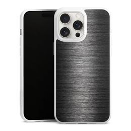 DeinDesign iPhone 15 Pro Max Handy Silikon H&uuml;lle Case wei&szlig; Handyh&uuml;lle Anthracite Metallic Look Metal Silikon Case