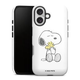 DeinDesign iPhone 16 Handy Panzer Handyh&uuml;lle robuste Outdoor H&uuml;lle Schutzh&uuml;lle matt Snoopy Love Peanuts Tough Case