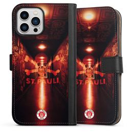 DeinDesign iPhone 13 Pro Max Handy Klapph&uuml;lle Handyh&uuml;lle aus Kunst Leder schwarz Flip Case Fc St. Pauli Official Licensed Product Sideflip mit langer Lasche