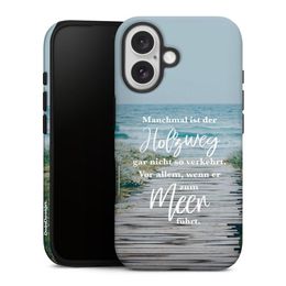 DeinDesign iPhone 16 Handy Panzer Handyh&uuml;lle robuste Outdoor H&uuml;lle Schutzh&uuml;lle matt Statement Beach Spruch Tough Case