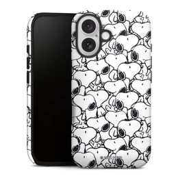 DeinDesign iPhone 16 Handy Panzer Handyh&uuml;lle robuste Outdoor H&uuml;lle Schutzh&uuml;lle matt Peanuts Snoopy Muster Tough Case