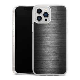 DeinDesign iPhone 13 Pro Max Handy Silikon H&uuml;lle Case transparent Handyh&uuml;lle Anthracite Metallic Look Metal Silikon Case