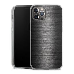 DeinDesign iPhone 12 Pro Max Handy Silikon H&uuml;lle Case transparent Handyh&uuml;lle Anthracite Metallic Look Metal Silikon Case