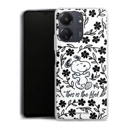 DeinDesign Xiaomi Redmi 13C 4G Handy Silikon H&uuml;lle Case transparent Handyh&uuml;lle Peanuts Flowers Snoopy Silikon Case