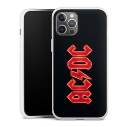 DeinDesign iPhone 12 Pro Max Handy Silikon H&uuml;lle Case wei&szlig; Handyh&uuml;lle Official Licensed Product Acdc Logo Silikon Case