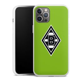 DeinDesign iPhone 12 Pro Max Handy Silikon H&uuml;lle Case wei&szlig; Handyh&uuml;lle Borussia M&ouml;nchengladbach Soccer Gladbach Silikon Case