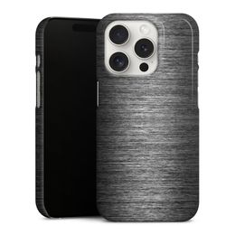 DeinDesign iPhone 15 Pro Handy Premium Case Smartphone Handyh&uuml;lle Schutzh&uuml;lle gl&auml;nzend Anthracite Metallic Look Metal Premium Case