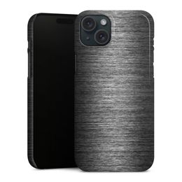 DeinDesign iPhone 15 Plus Handy Premium Case Smartphone Handyh&uuml;lle Schutzh&uuml;lle gl&auml;nzend Anthracite Metallic Look Metal Premium Case