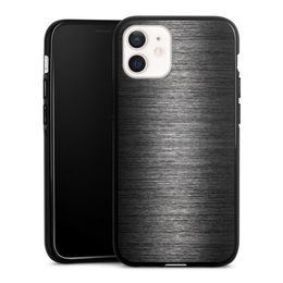 DeinDesign iPhone 12 mini Handy Silikon H&uuml;lle Case schwarz Handyh&uuml;lle Anthracite Metallic Look Metal
